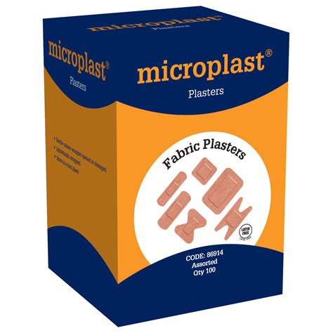 Microplast 86914 Fabric Assorted Plasters Box Of 100 Rapid Electronics