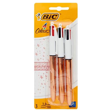 Bic Card 3 4 Colour Ballpoint Pens Rose Gold Gbbstationeryie
