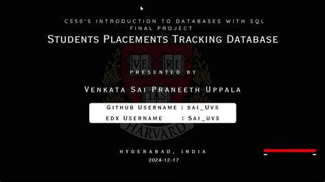 Cs50s Introduction To Databases With Sql Final Project Student Placement Database Youtube