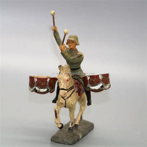 Soldat Trommler Auf Pferd Wehrmacht Elastolin Massefiguren Philipp Militaria Military Antiques