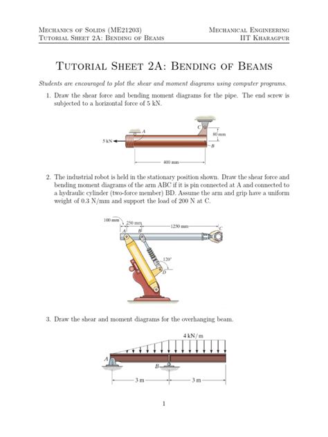 Tutorial Sheet 2a Bending Of Beams Pdf Beam Structure Bending