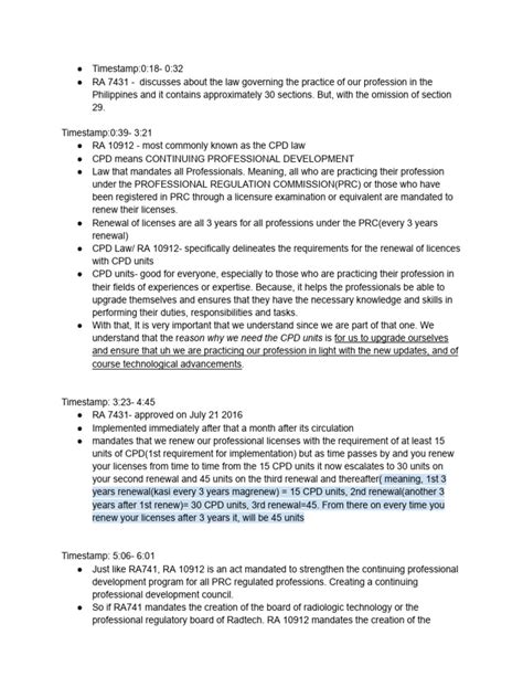 Overview Of Cpd Laws In The Philippines Pdf Professional