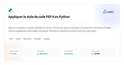 Style De Code Pep 8 Python Guide Et Formatage Automatique Labex