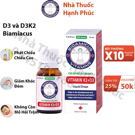 Vitamin Bioamicus D3 K2 Mk7 Hỗ Trợ Bé Hấp Thu Canxi Chắc Khỏe Xương Và Tăng đề Kháng Cho Bé