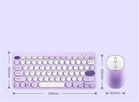 Purple Aesthetic Portable Wireless Mouse And Keyboard Set Kawaii