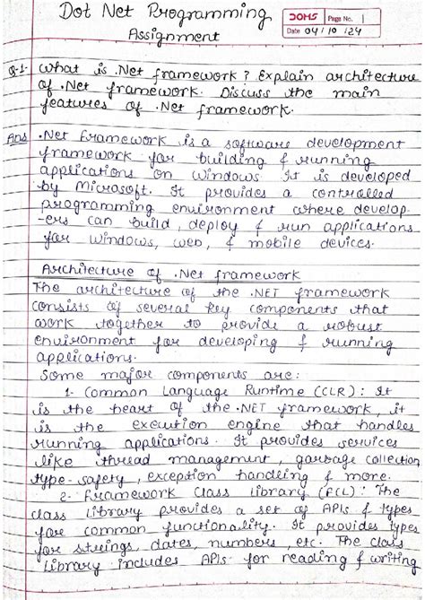 Dot Net Programming Understanding The Net Framework Architecture And