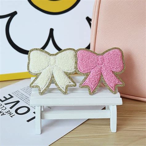 Chenille Bow Patchesbow Iron On Chenille Glitter Patchbow Patch Embroidered Badge Patch For T