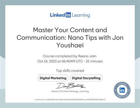 Reena Jain On Linkedin Certificate Of Completion