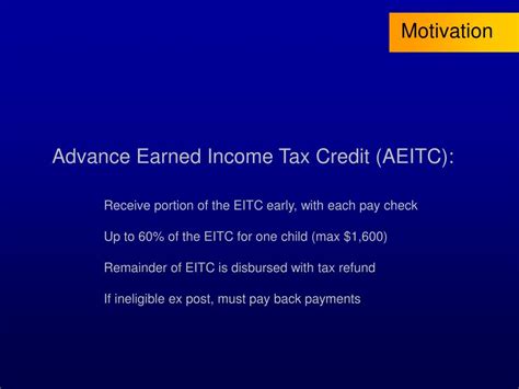 Ppt Maximizing Benefits Advance Earned Income Tax Credit Experiment