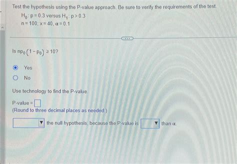 solved test the hypothesis using the p value approach be
