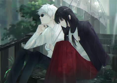 Jujutsu Kaisen Hd Wallpaper Utahime Iori And Satoru Gojo In Rainy
