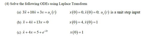 Solved 4 Solve The Following Odes Using Laplace Transform