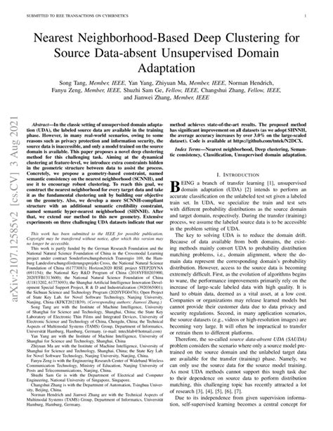 nearest neighborhood based deep clustering for source data absent