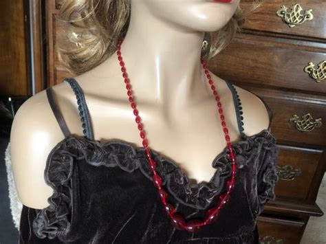Antique Graduated Translucent Bohemian Ruby Red Smoot Gem