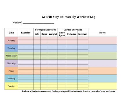 Exercise Class Schedule Template Cards Design Templates