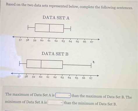 based on the two data sets represented below complete the following