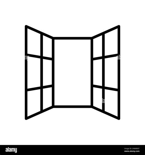 Open Windows Icon Linear Logo Mark Set Collection In Black And White For Web Stock Vector Image