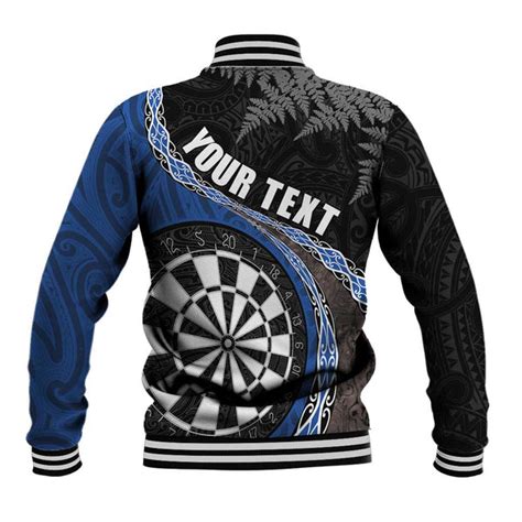 Personalised New Zealand Darts Baseball Jacket Koru Tribal Tattoo And