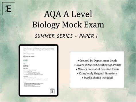 Mock Exam Series Aqa A Level Biology Teaching Resources