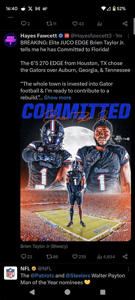Brien Taylor Jr Juco Edge To The Good Guys Rfloridagators