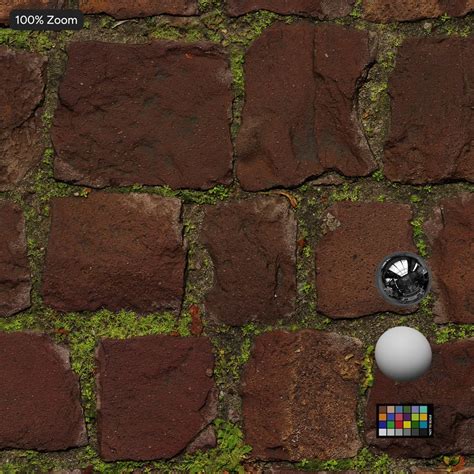 Grass On Cobblestone Paver Texture Red Poliigon