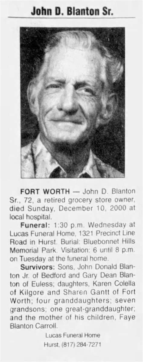 John Donald Blanton Sr 1928 2000 Find A Grave Memorial
