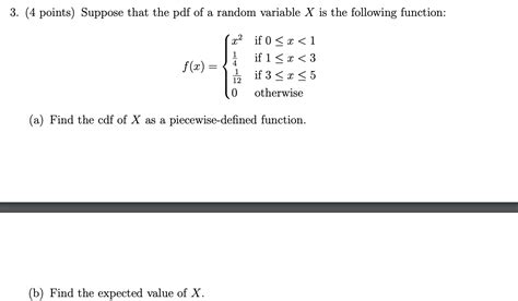 Solved Points Suppose That The Pdf Of A Random Chegg