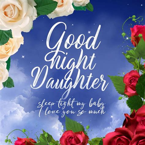 Good Night Daughter Tender Picture With A Wish And A Floral Background