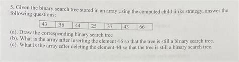 Solved 5 Given The Binary Search Tree Stored In An Array