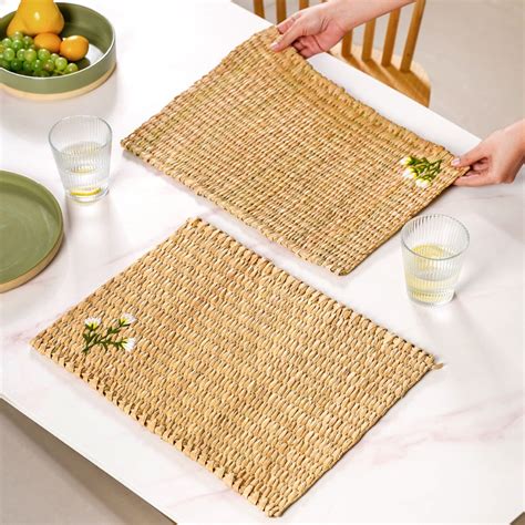 Handwoven Rectangular Kauna Table Mat Set Of 2 Online Premium Table