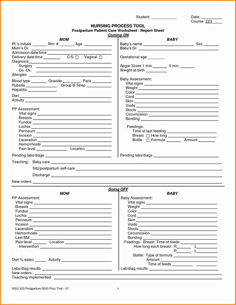 Charge Nurse Report Sheet Template Businessfromgrandmabest