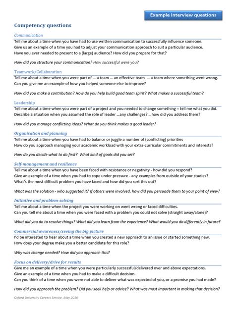 Example Interview Questionspdf Pdf Behavioural Sciences Psychology