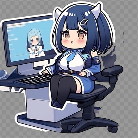 Premium Psd A Girl Sits In Front Of A Computer With A Mouse On The Screen