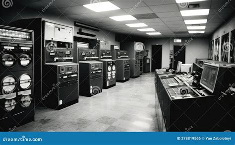 Mainframe Computer Room Of The S Featuring Large Reeltoreel Tape Drives