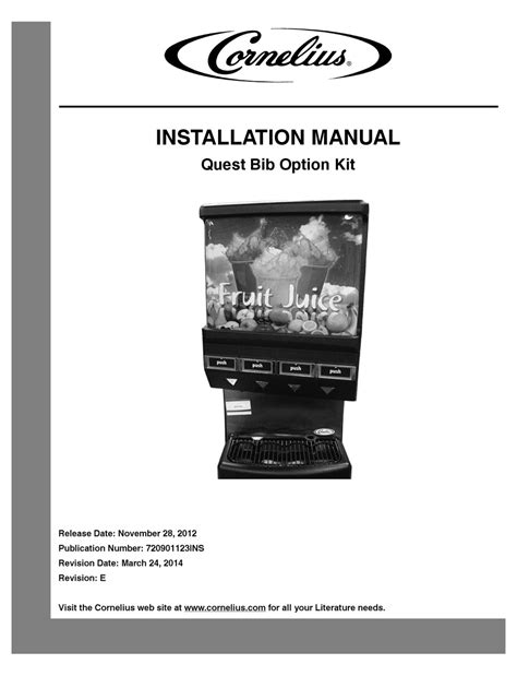 Cornelius Quest Bib Option Kit Installation Manual Pdf Download