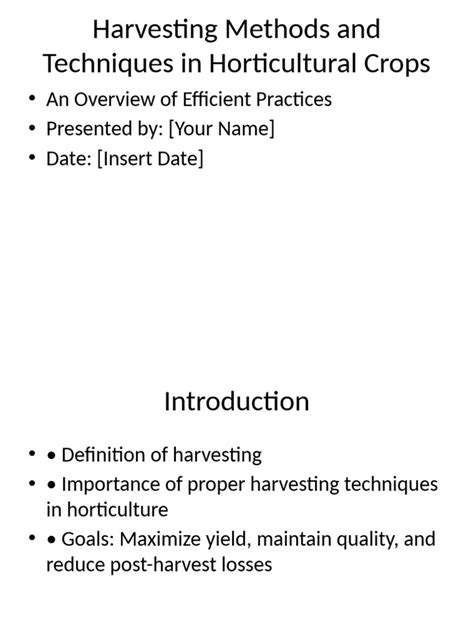 Harvesting Methods Horticulture Pdf