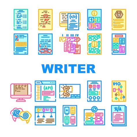 Premium Vector Technical Writer Document Manual Icons Set Vector