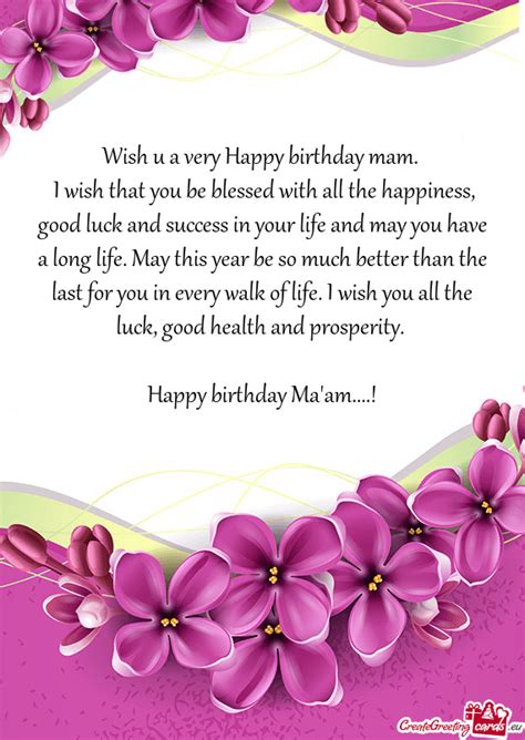 Happy Birthday Maam Free Cards