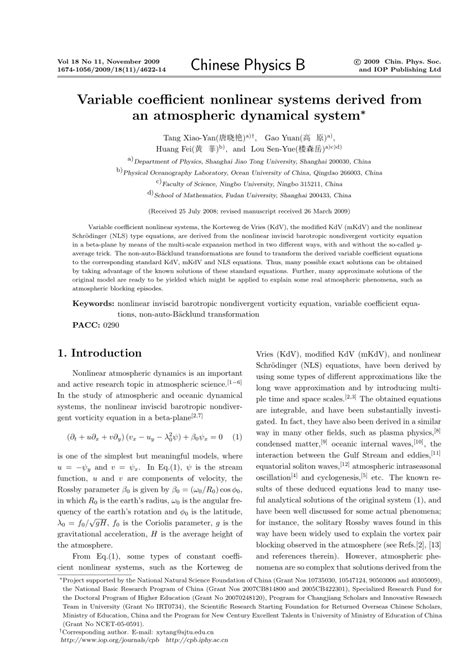 pdf variable coefficient nonlinear systems derived from an