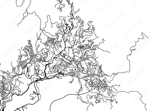 Vector Road Map Of The City Of Guanajuato In Mexico With Black Roads On