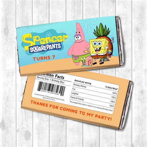 Chocolate Wrapper Spongebob Squarepants Kimmi10 Personalised