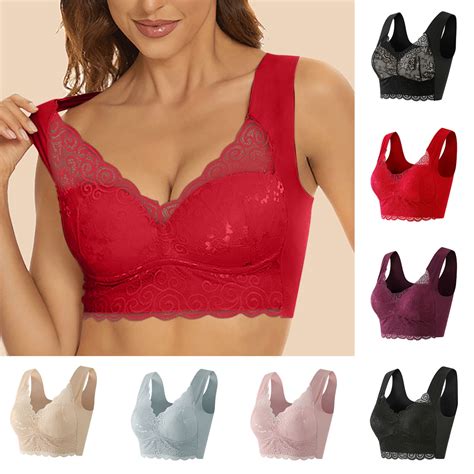 Zkccnuk Plus Size Bras For Women 2024 Lace Beauty Back Solid Strap Wrap