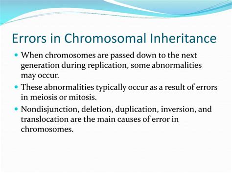 Ppt Errors And Exceptions In Chromosomal Inheritance Powerpoint