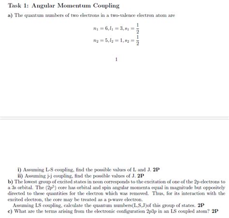 Solved I ﻿assuming L S Coupling Find The Possible Values