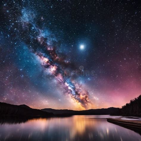Ai Generated Illustration Of A Tranquil Night Sky Illuminated By Stars