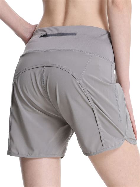 Fedtosing Women Athletic Shorts Elastic Running Shorts Quick Dry Gym