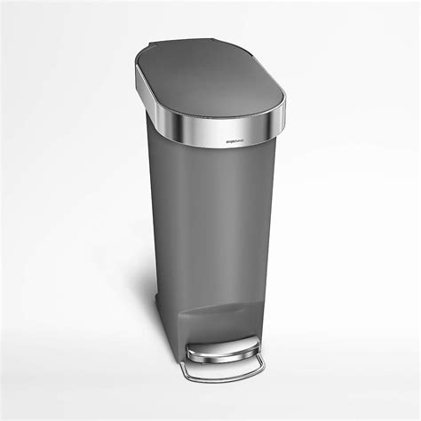Simplehuman Grey Plastic 40 Liter Slim Step Trash Can Crate And Barrel