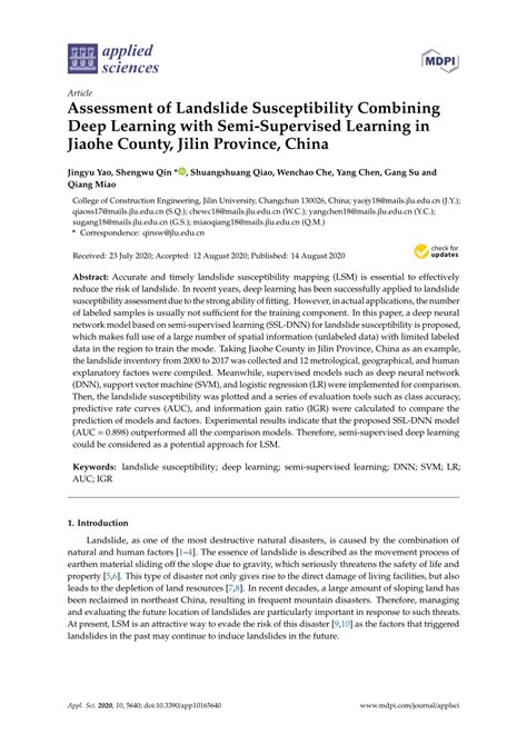 Pdf Assessment Of Landslide Susceptibility Combining Deep Learning With Semi Supervised