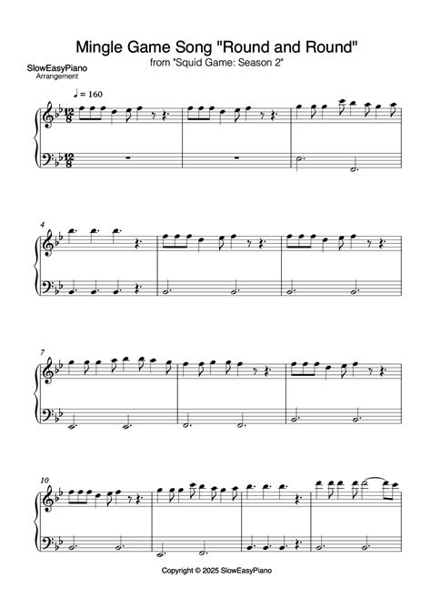 Squid Game 2 - Mingle Game Song Round and Round (EASY) - Claivert's Piano x SlowEasyPiano