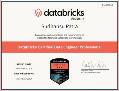 Sudhansu Patra On Linkedin Databricks Databricksprofessional